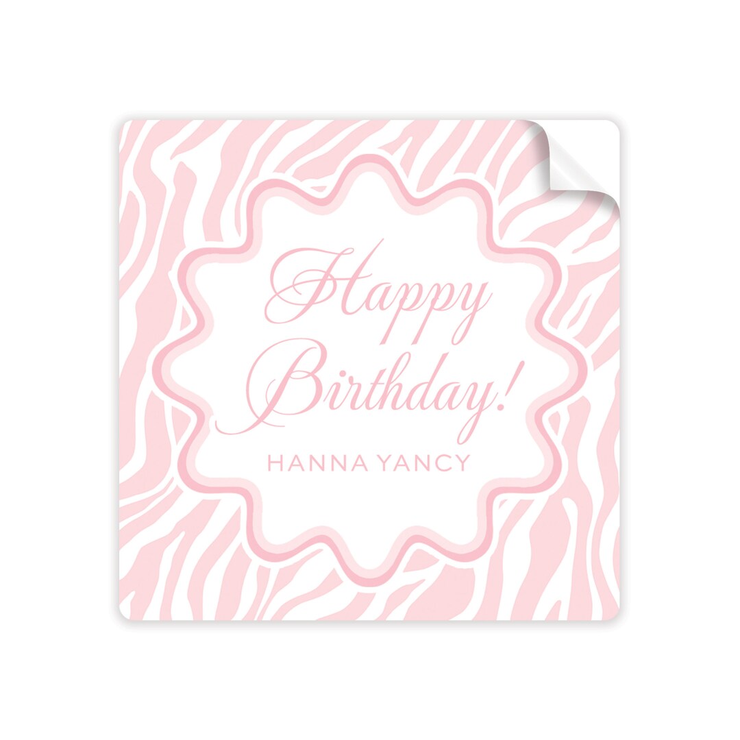 Pink Zebra Print Sticker | Children | Watercolor | Tag | Presents ...