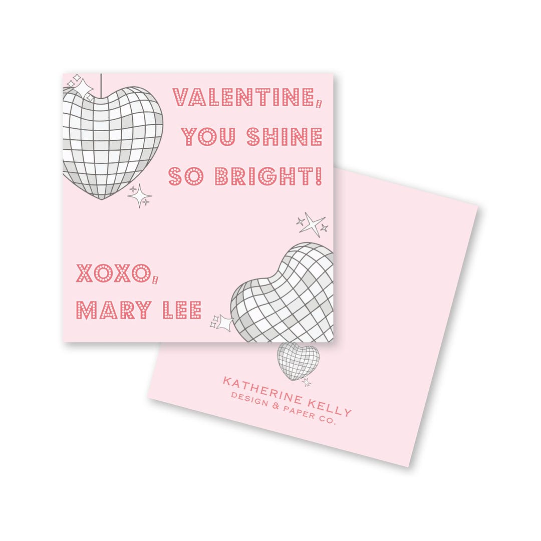 Disco Ball Valentine's Day Tag | Printable Gift for Kids (personalized ...