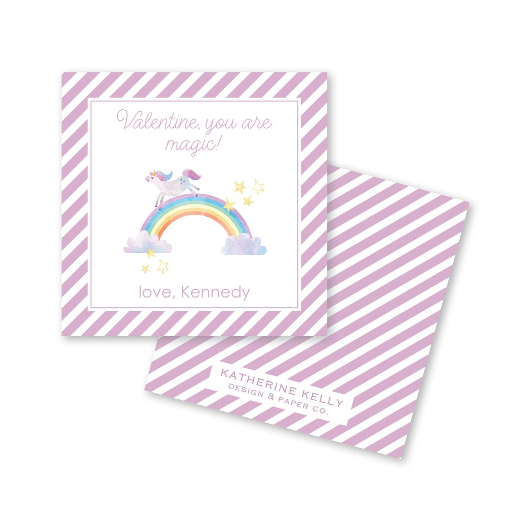 Purple Magical Unicorn Valentine's Day Tag | Printable Gift for Kids ...