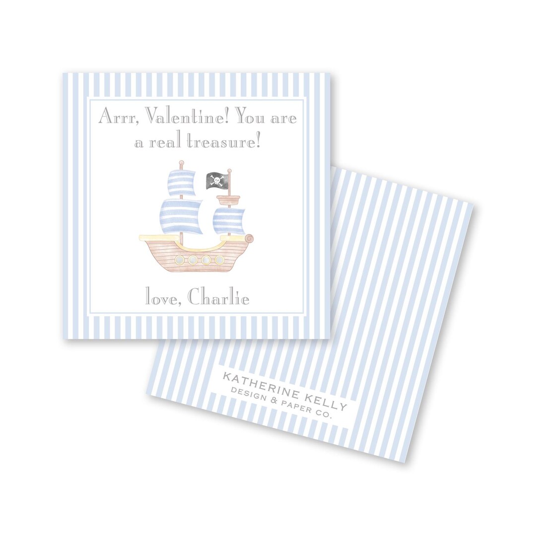 Personalized Pirate Ship Valentine's Day Tag | Printable Gift for Kids ...