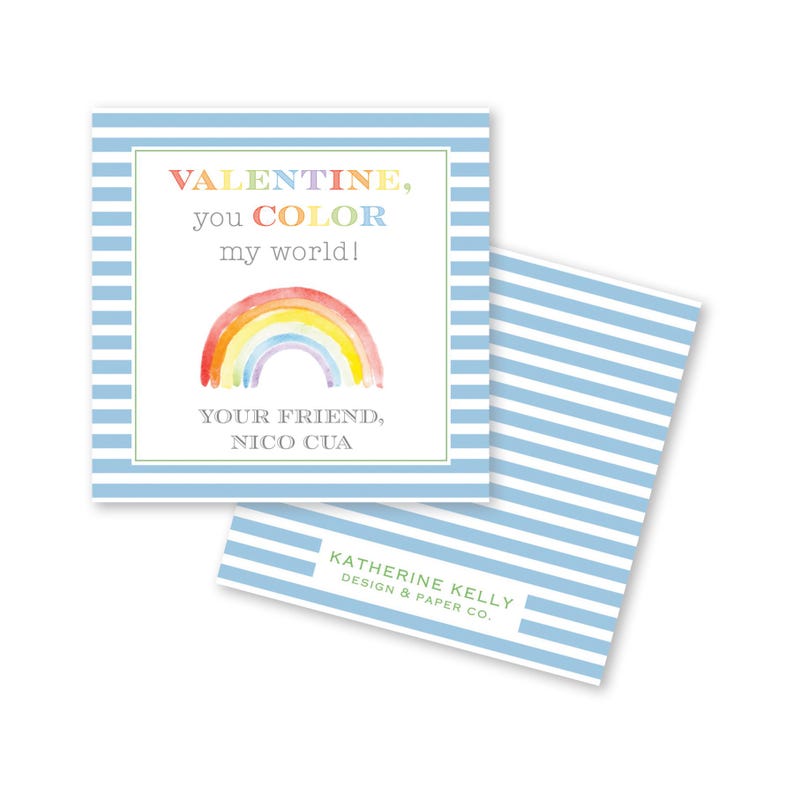 Blue Rainbow Valentine's Day Tag | Printable Gift for Kids ...