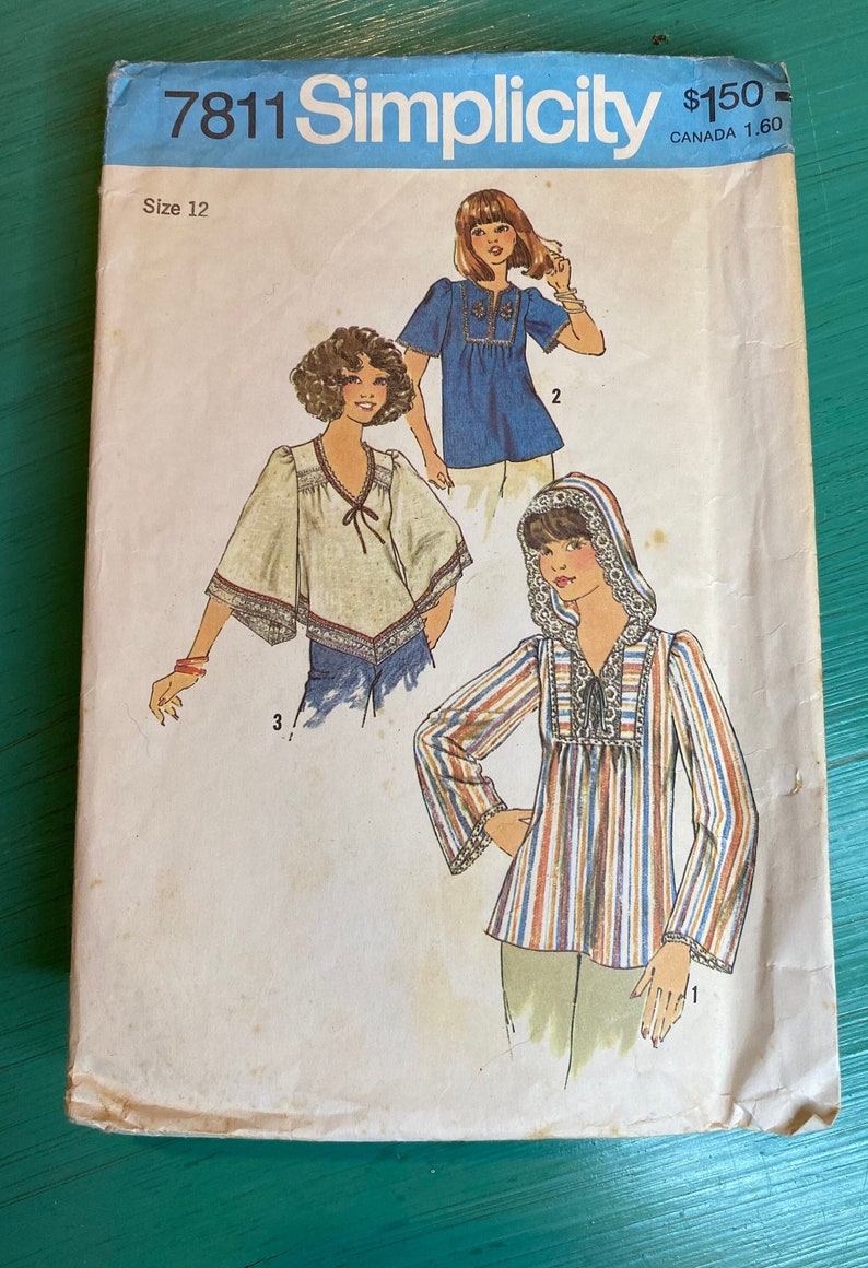 Vintage 1976 Simplicity Pattern 7811 Size 12, Pullover Top, 1970s ...