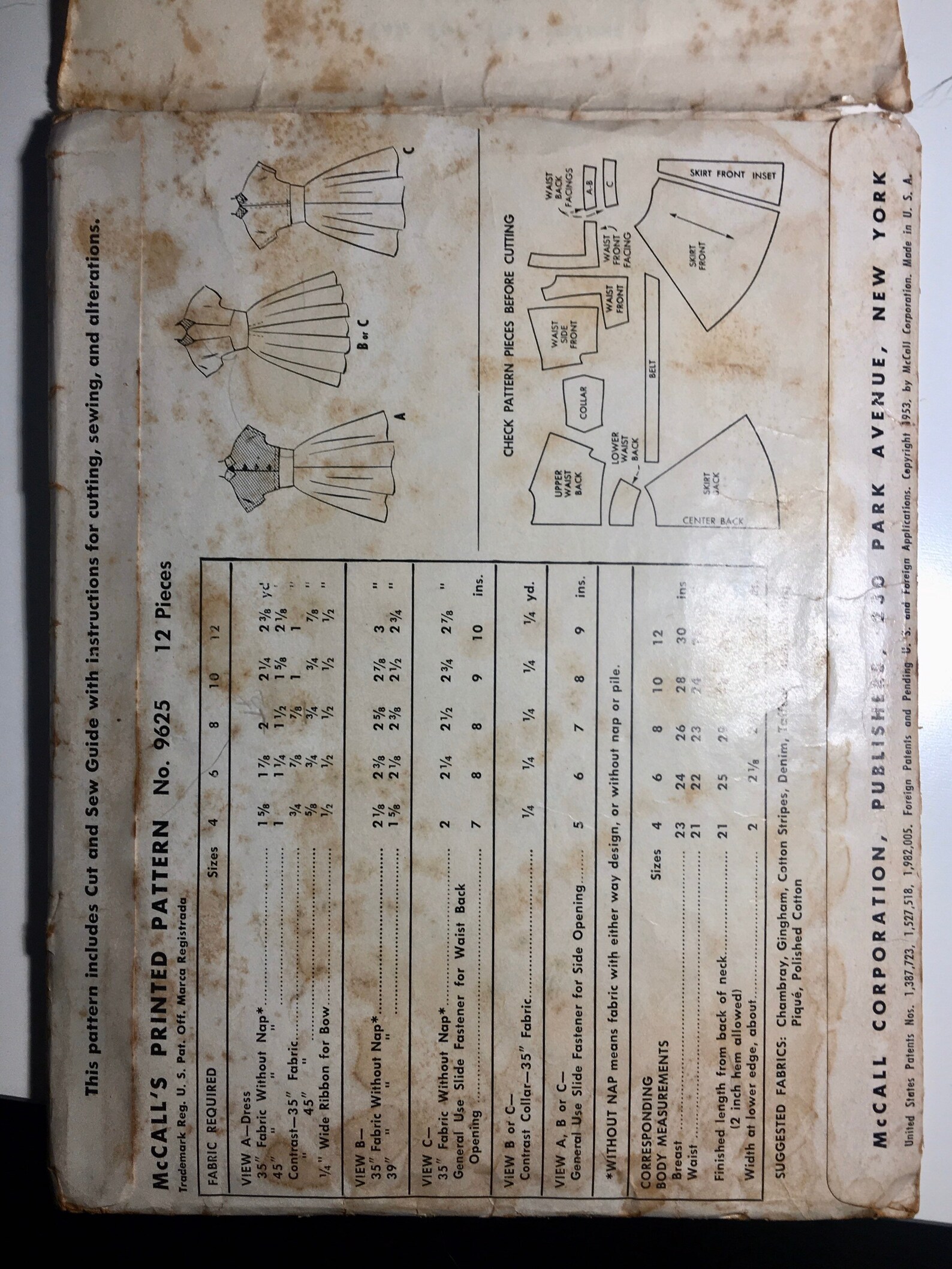 Vintage 1953 Mccall's the First Pattern 9625 Girls Dress - Etsy