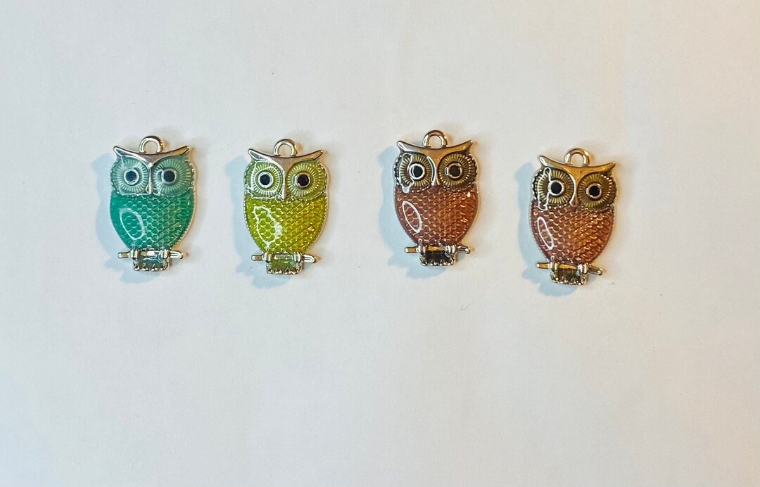 4 Pcs Owl Charms / Jewelry Making/ Charms/ Earrings/ Necklaces ...