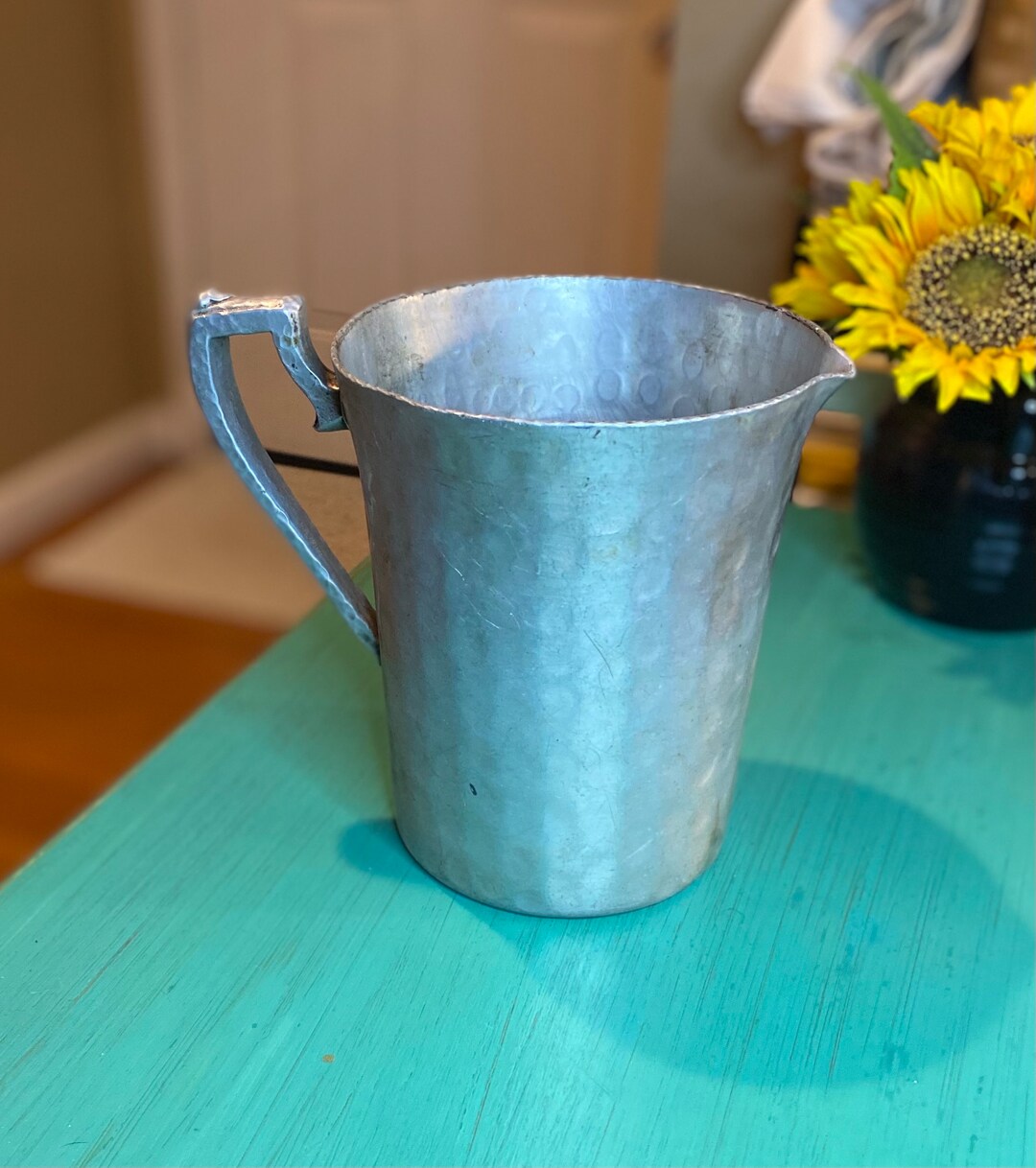 Vintage Hammered Aluminum Pitcher / Canterbury Arts Hammered Aluminum ...