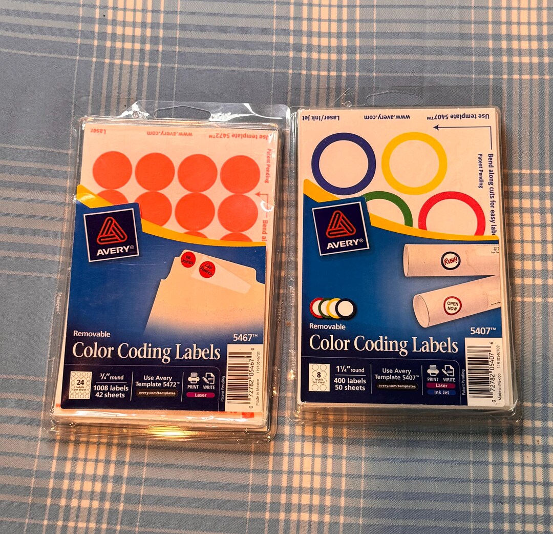 Color Coding Labels / Avery 55467 and Avery 5407 / 2 Packs 1 Price ...