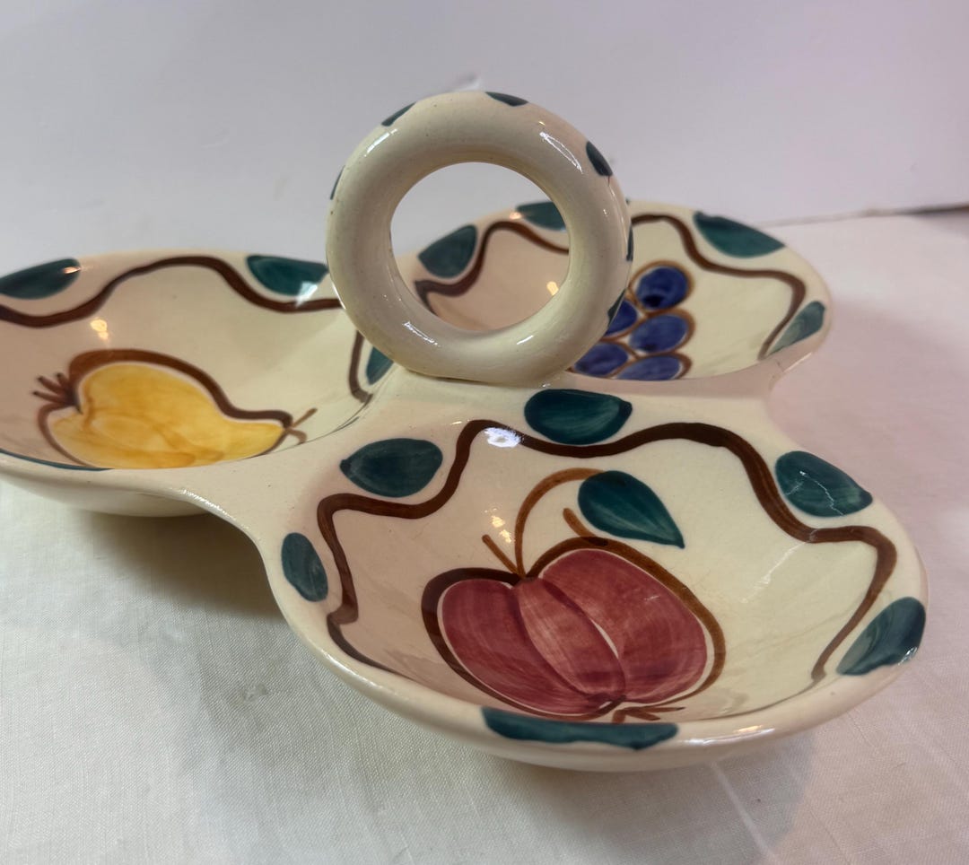 Divided Serving Condiment Dish by Purinton / Slipware Divided Dish ...
