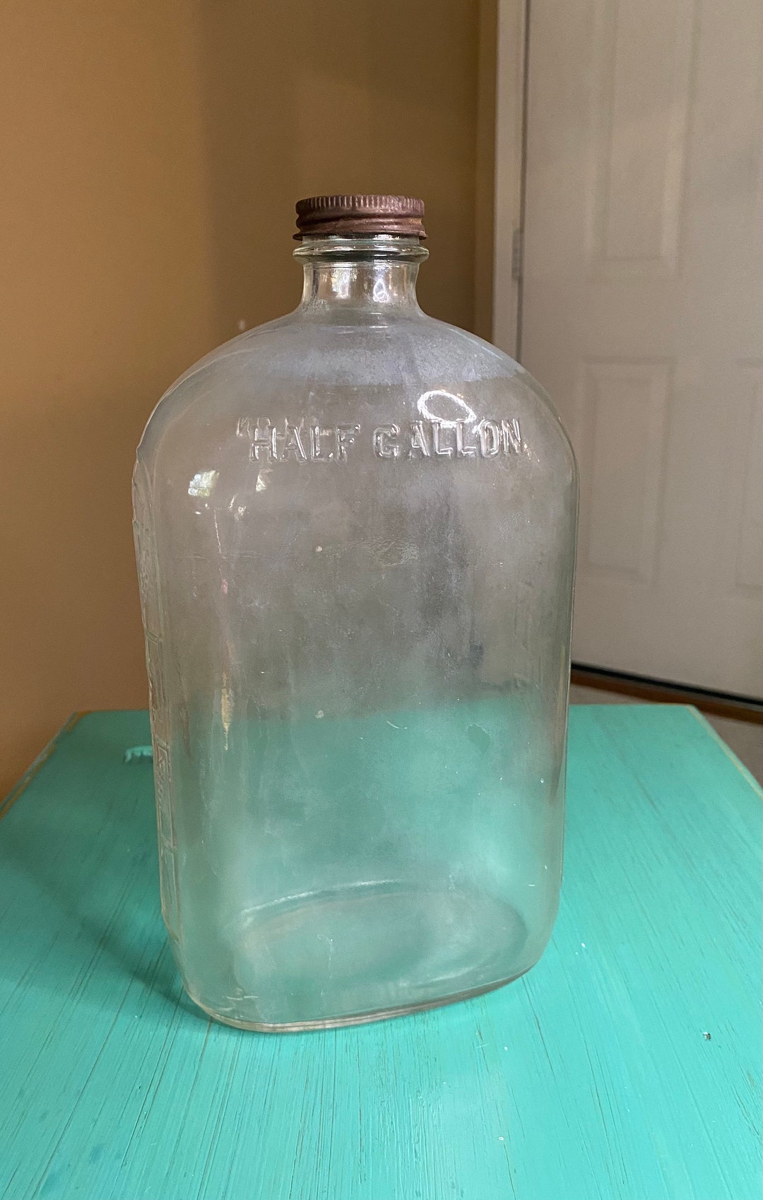 Vintage Half Gallon Embossed Glass Juice Water Wine Bottle Jug - Etsy