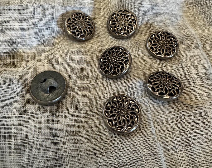 8 Intricate Silver Tone Buttons / 1/2 Inch Silver Buttons - Etsy