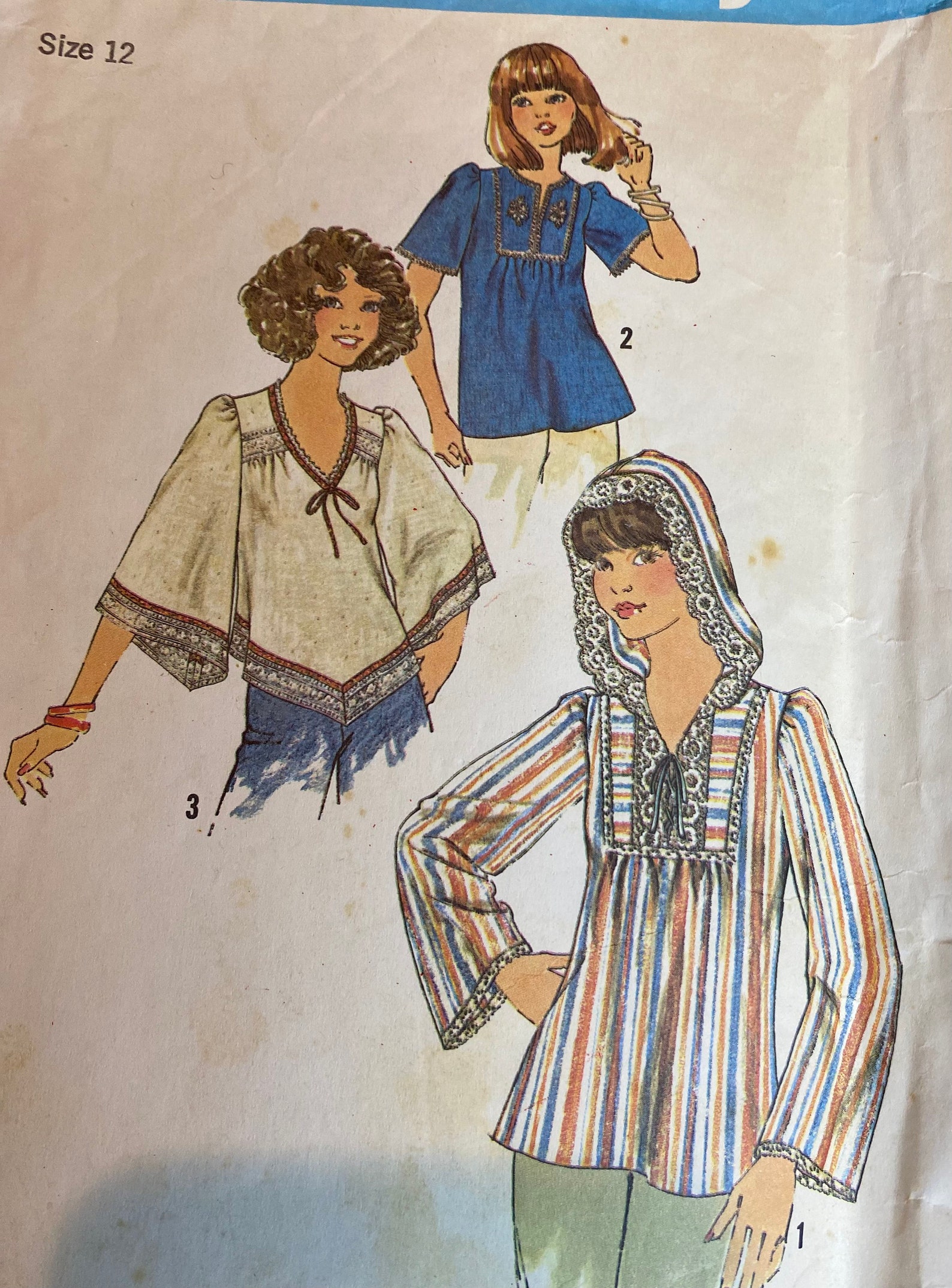 Vintage 1976 Simplicity Pattern 7811 Size 12, Pullover Top, 1970s ...