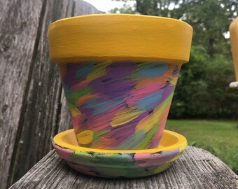 Painted Clay Pot - Etsy