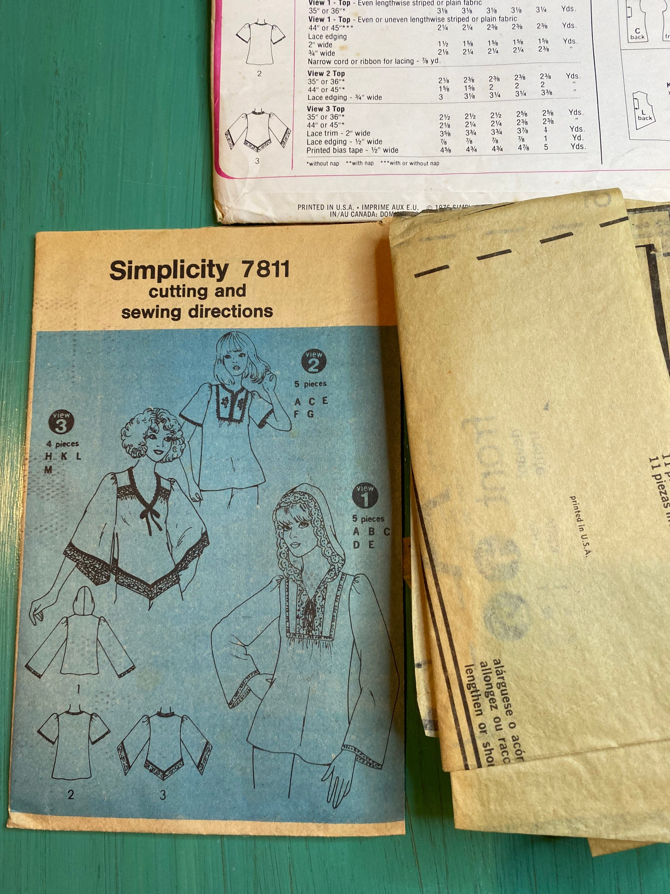 Vintage 1976 Simplicity Pattern 7811 Size 12, Pullover Top, 1970s ...