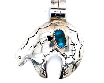 Navajo Sterling Silver and 14K Gold Native American Bear Pendant - Etsy