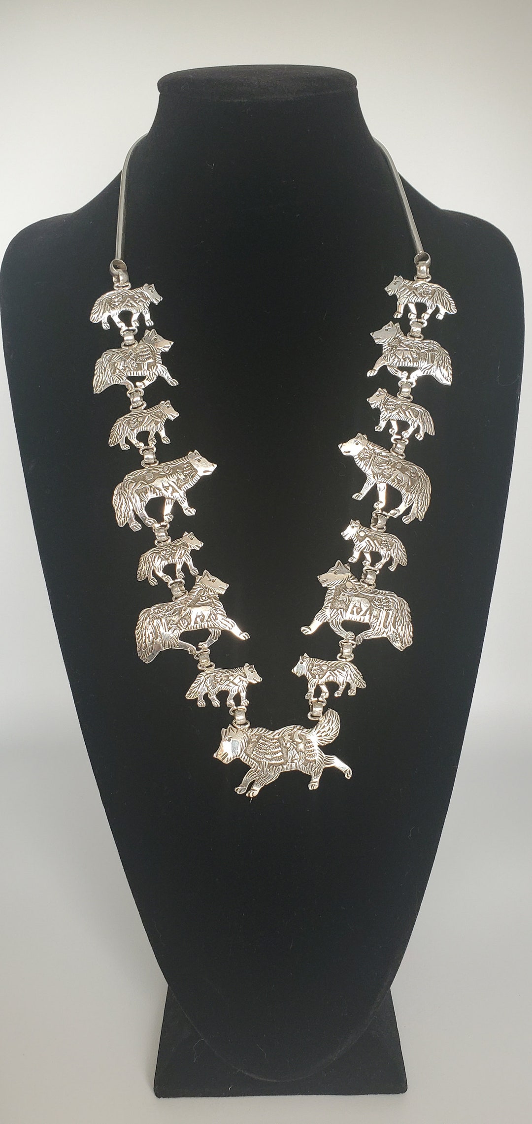 Native American Sterling Silver Wolf Necklace by Lloyd Becenti - Etsy