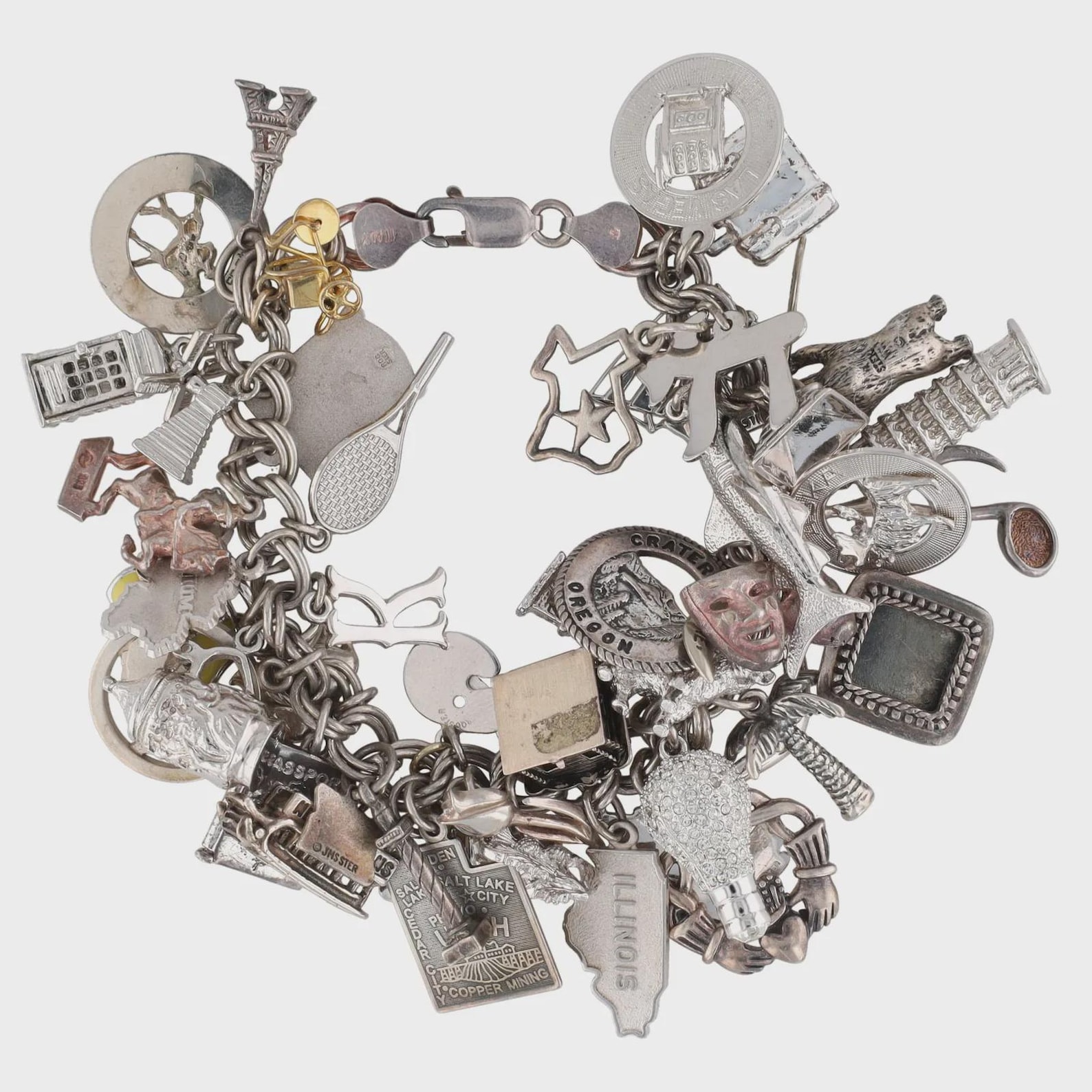 Vintage Sterling Silver Charm Bracelet - Over 45 Charms! - Etsy