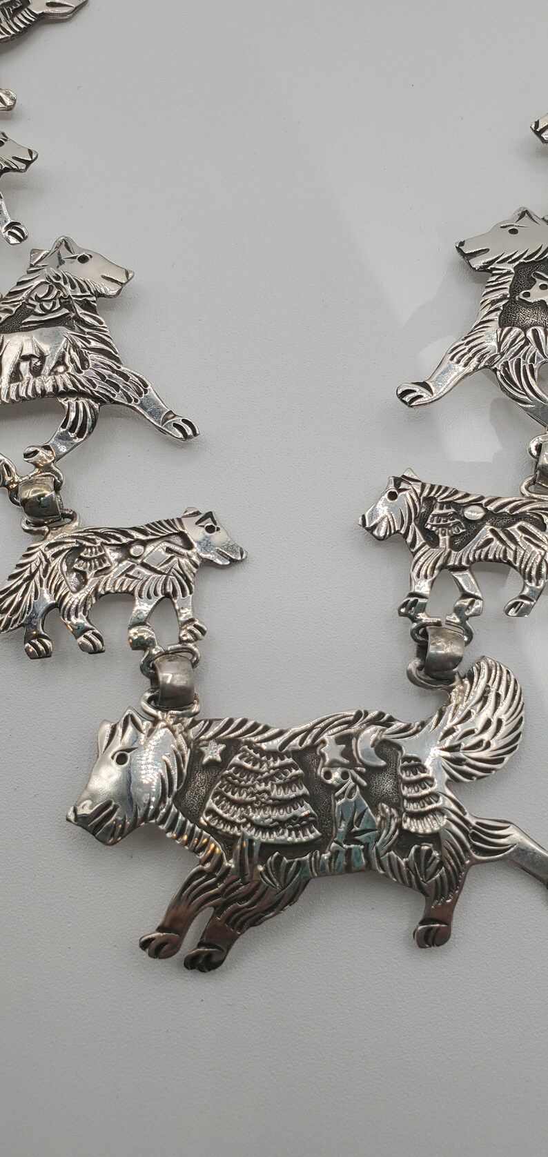 Native American Sterling Silver Wolf Necklace by Lloyd Becenti - Etsy