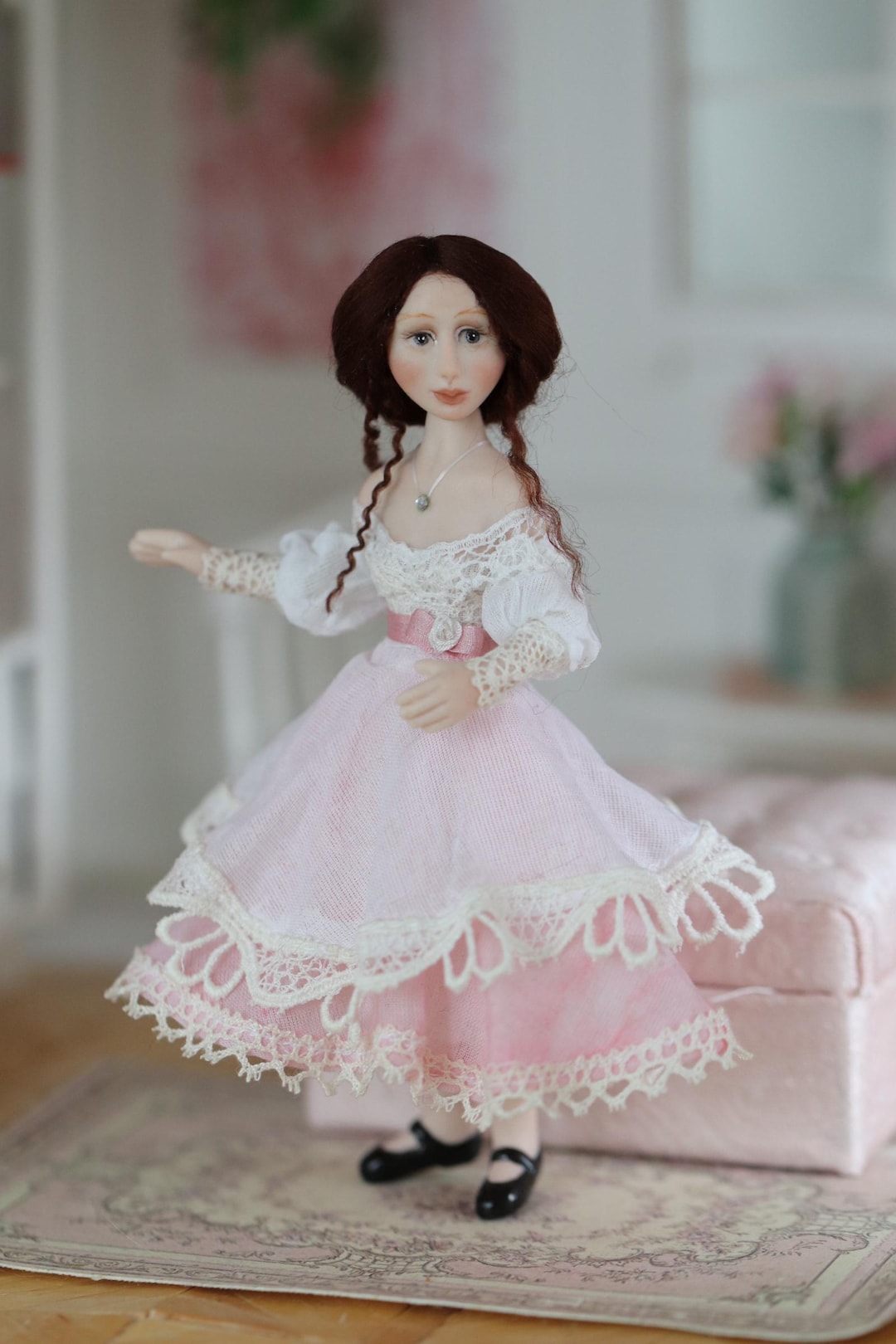 1:12 Scale Doll Alisa - Handmade Miniature Porcelain Doll for Dollhouse ...