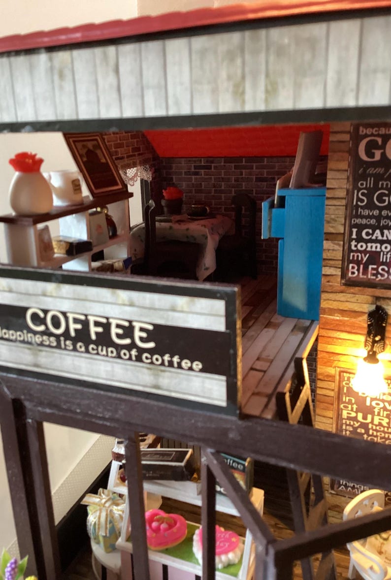 Miniature Coffee Shop OOAK Lighted Dollhouse - Etsy
