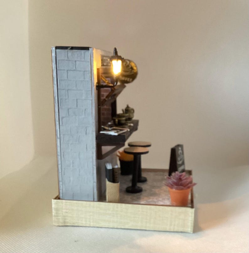 Miniature Coffee Shop Completed Diorama Dollhouse Room Lighted - Etsy