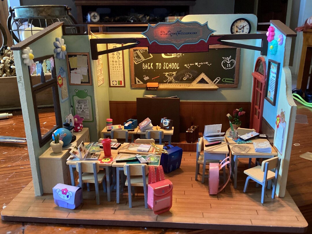 Miniature School Room Completed Lighted W Musicbox - Etsy