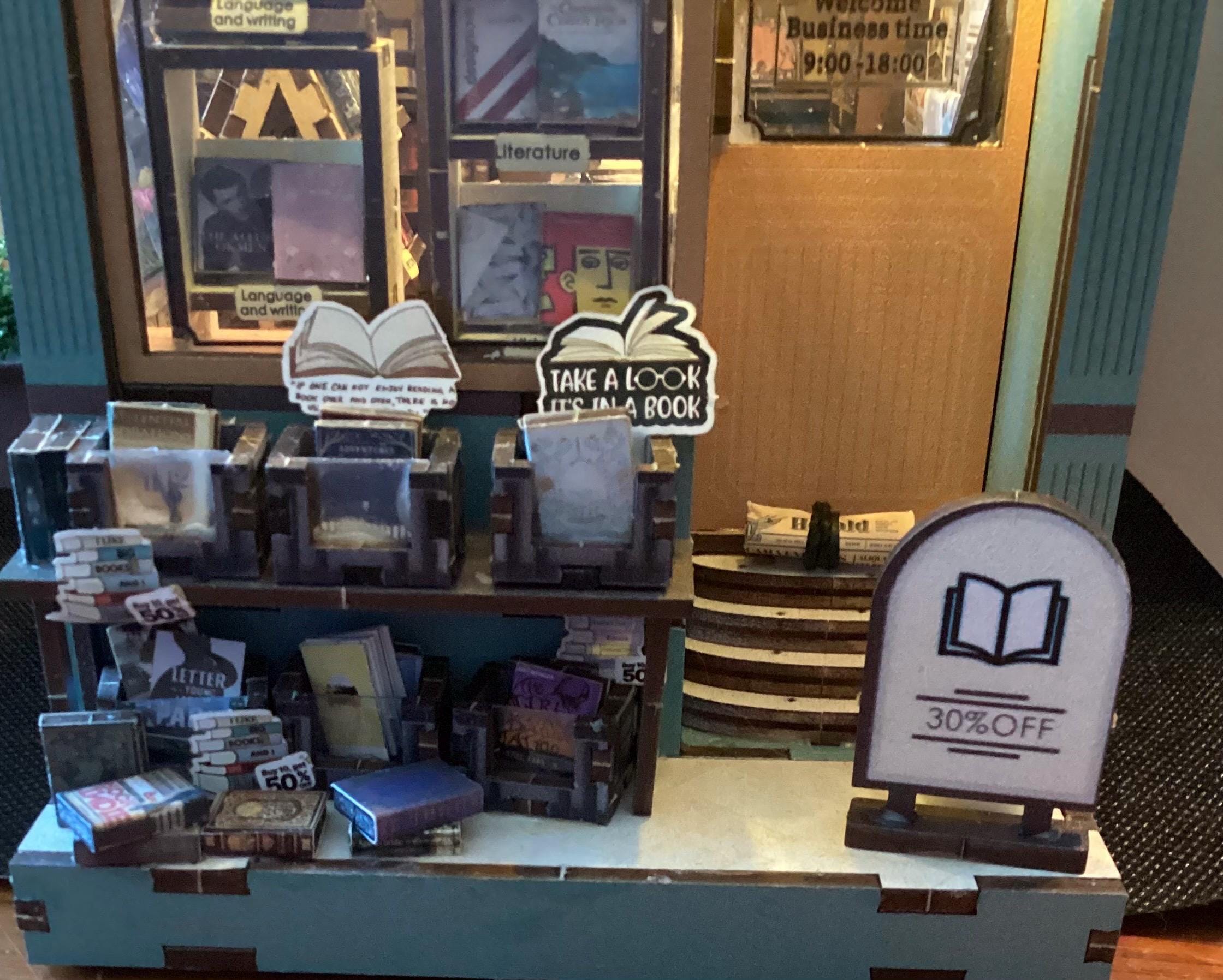 Completed Miniature Book Store Lighted Musicbox Diorama OOAK - Etsy