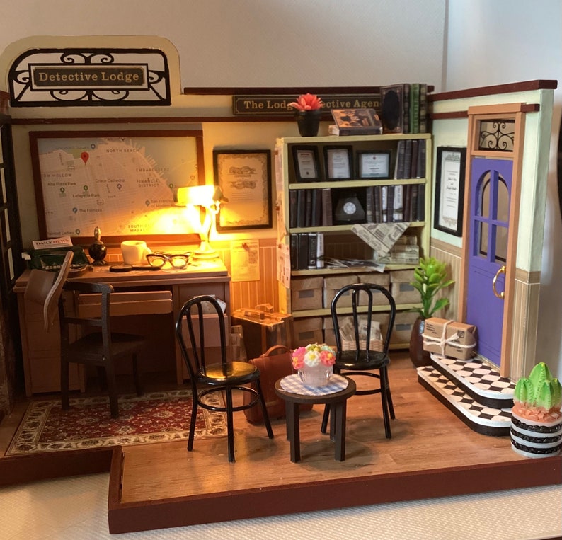 Detective Agency Completed Diorama Dollhouse Room Lighted - Etsy