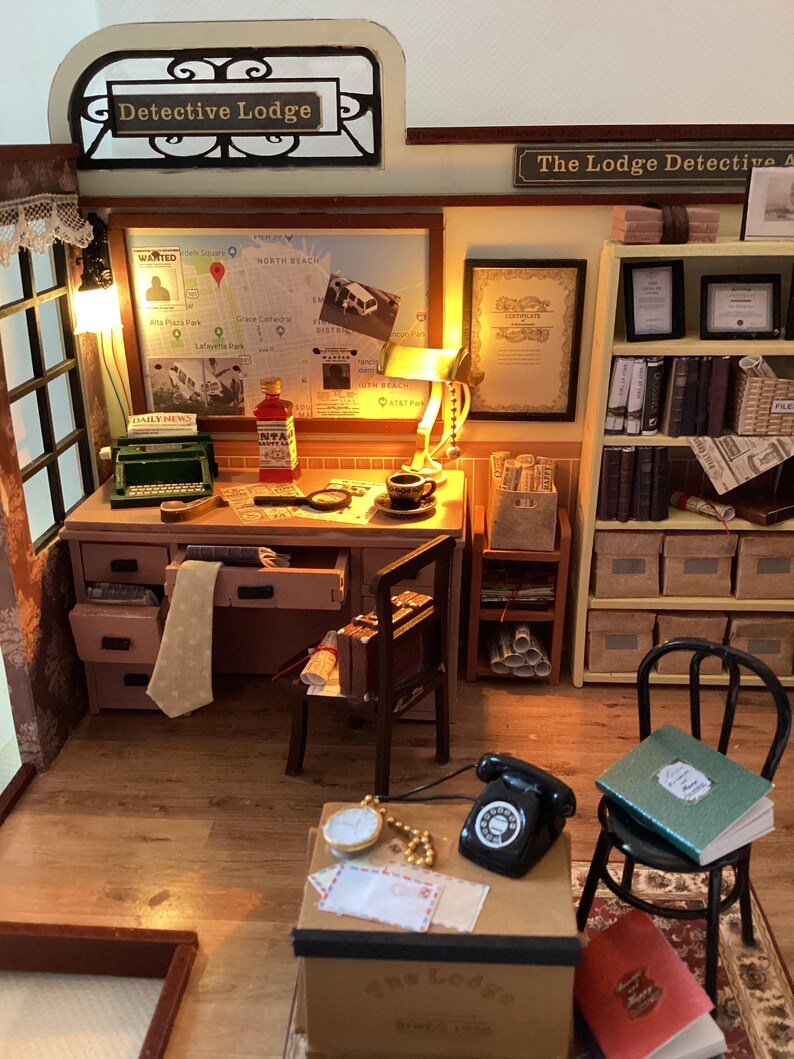 Miniature Diorama Room Detective Office Completed Lighted - Etsy