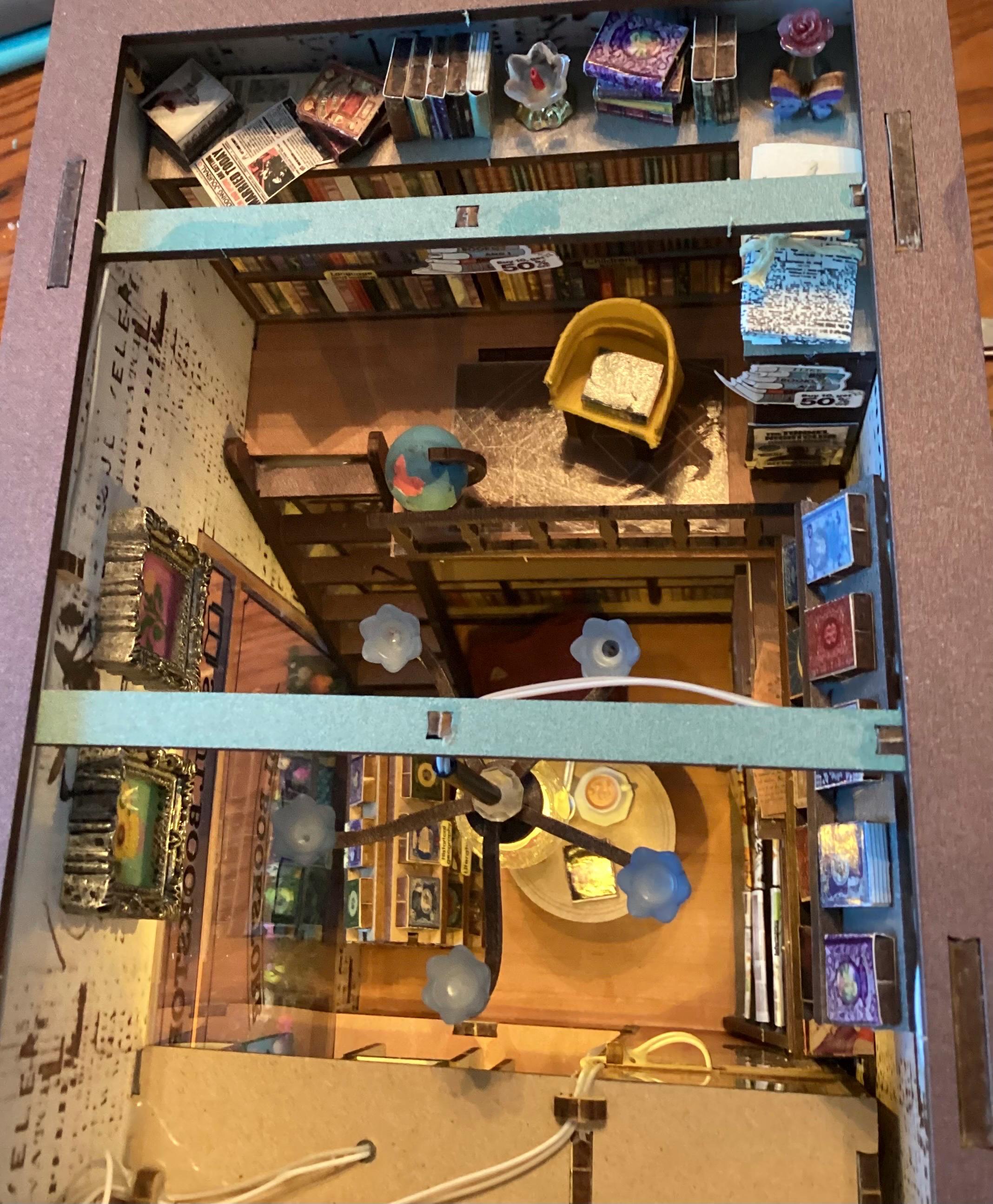 Completed Miniature Book Store Lighted Musicbox Diorama OOAK - Etsy