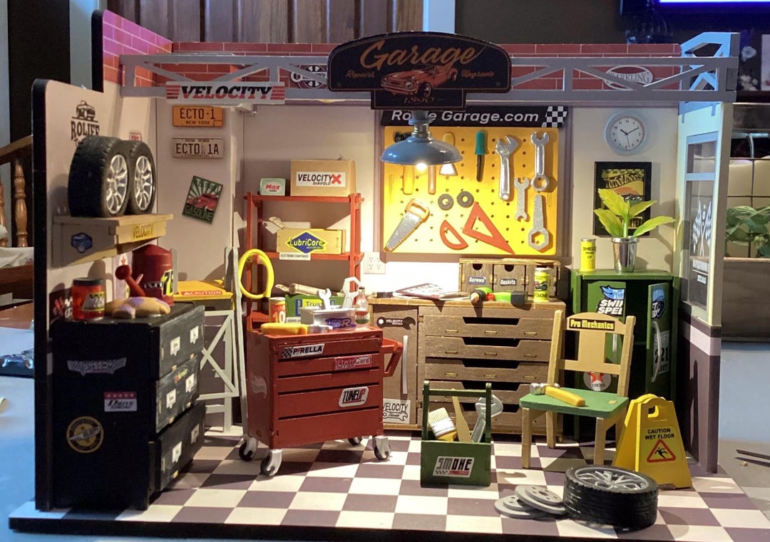 Completed Miniature Auto Repair Shop Garage Lighted OOAK - Etsy