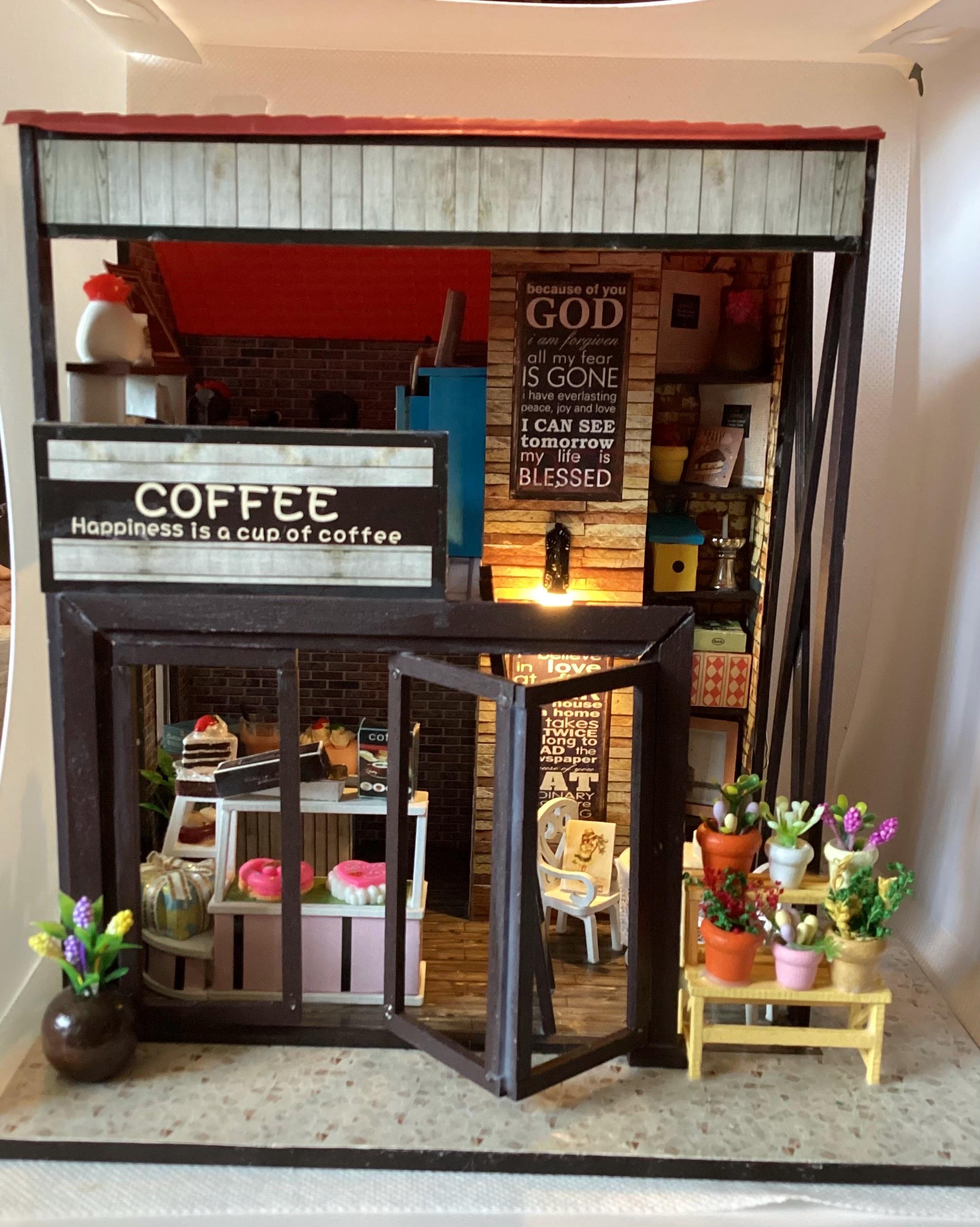 Miniature Coffee Shop OOAK Lighted Dollhouse - Etsy