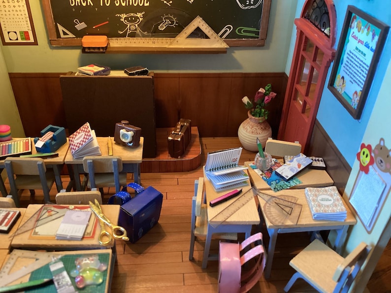 Miniature School Room Completed Lighted W Musicbox - Etsy