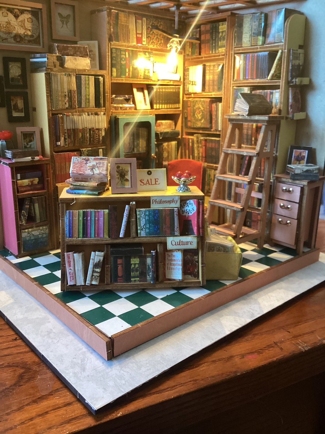 Miniature Room Library OOAK Handmade Completed Dollhouse - Etsy