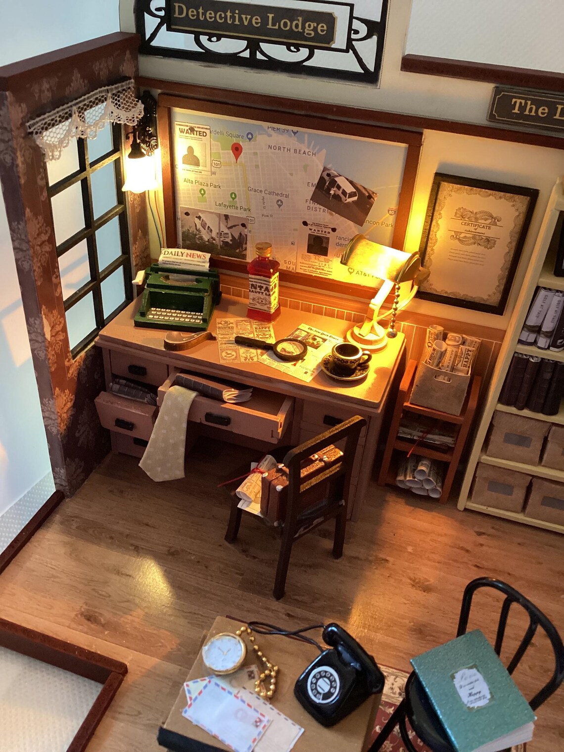Miniature Diorama Room Detective Office Completed Lighted - Etsy