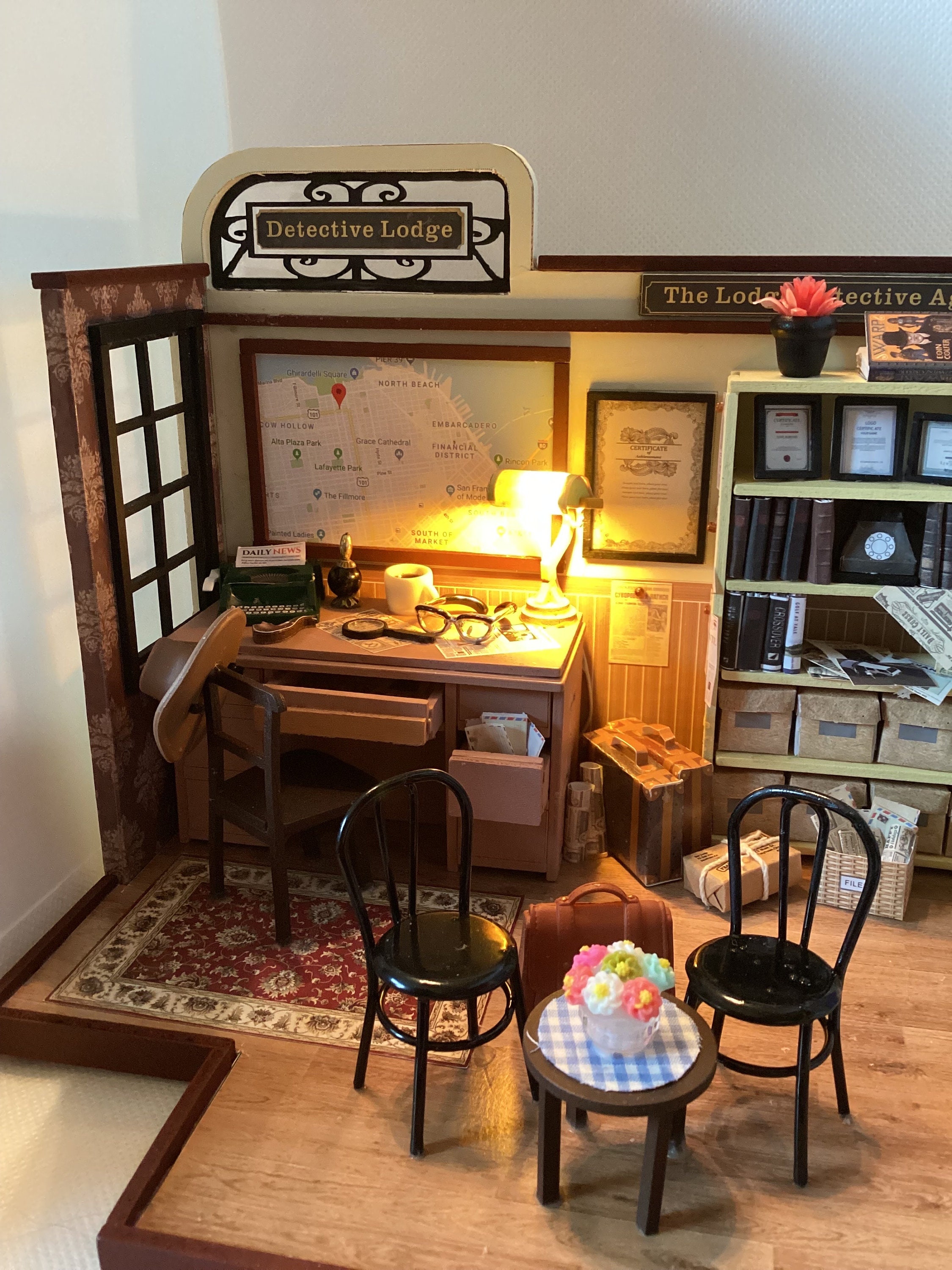 Detective Agency Completed Diorama Dollhouse Room Lighted - Etsy