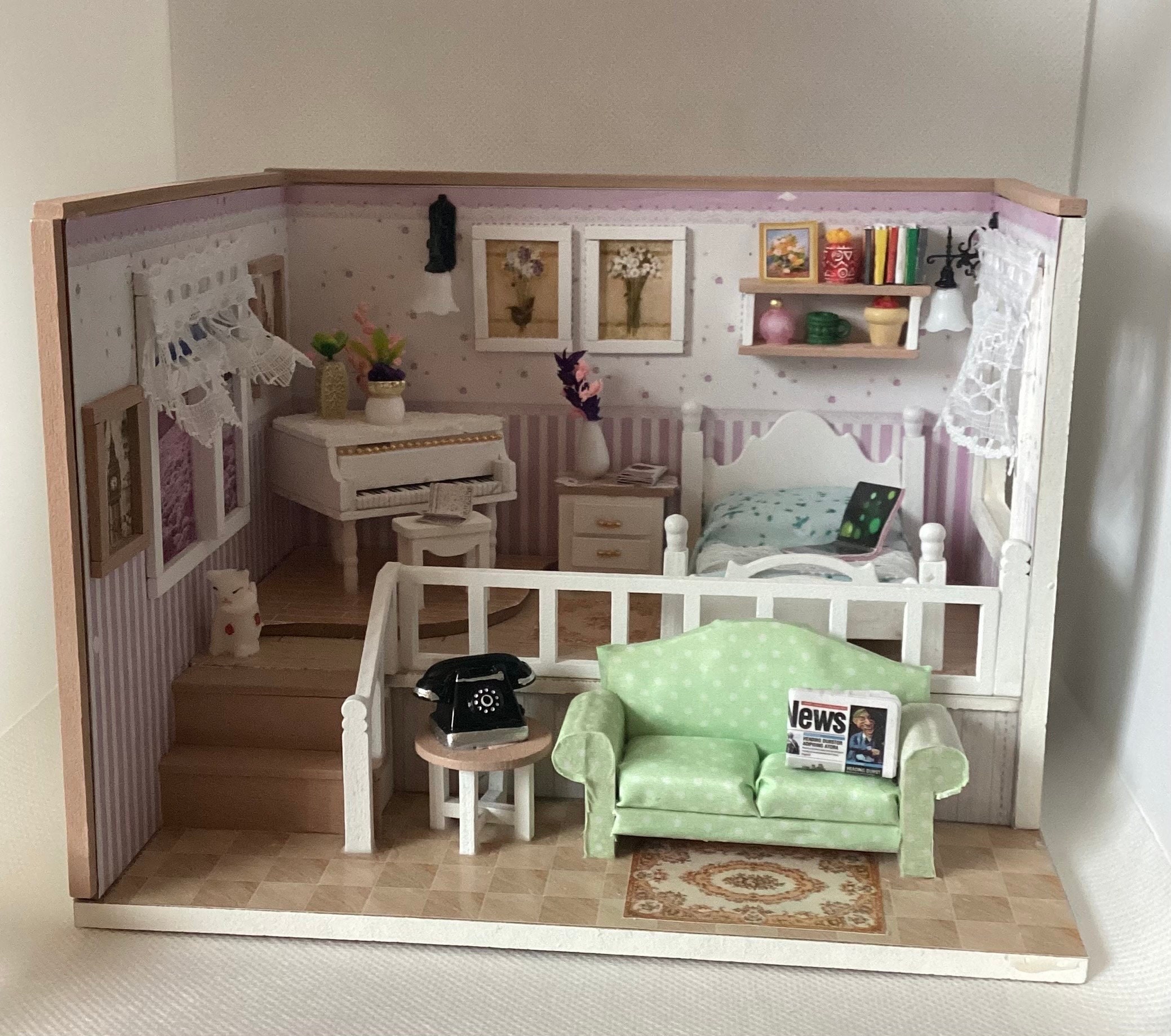 Completed Diorama Bedroom Miniature Apartment Lighted - Etsy