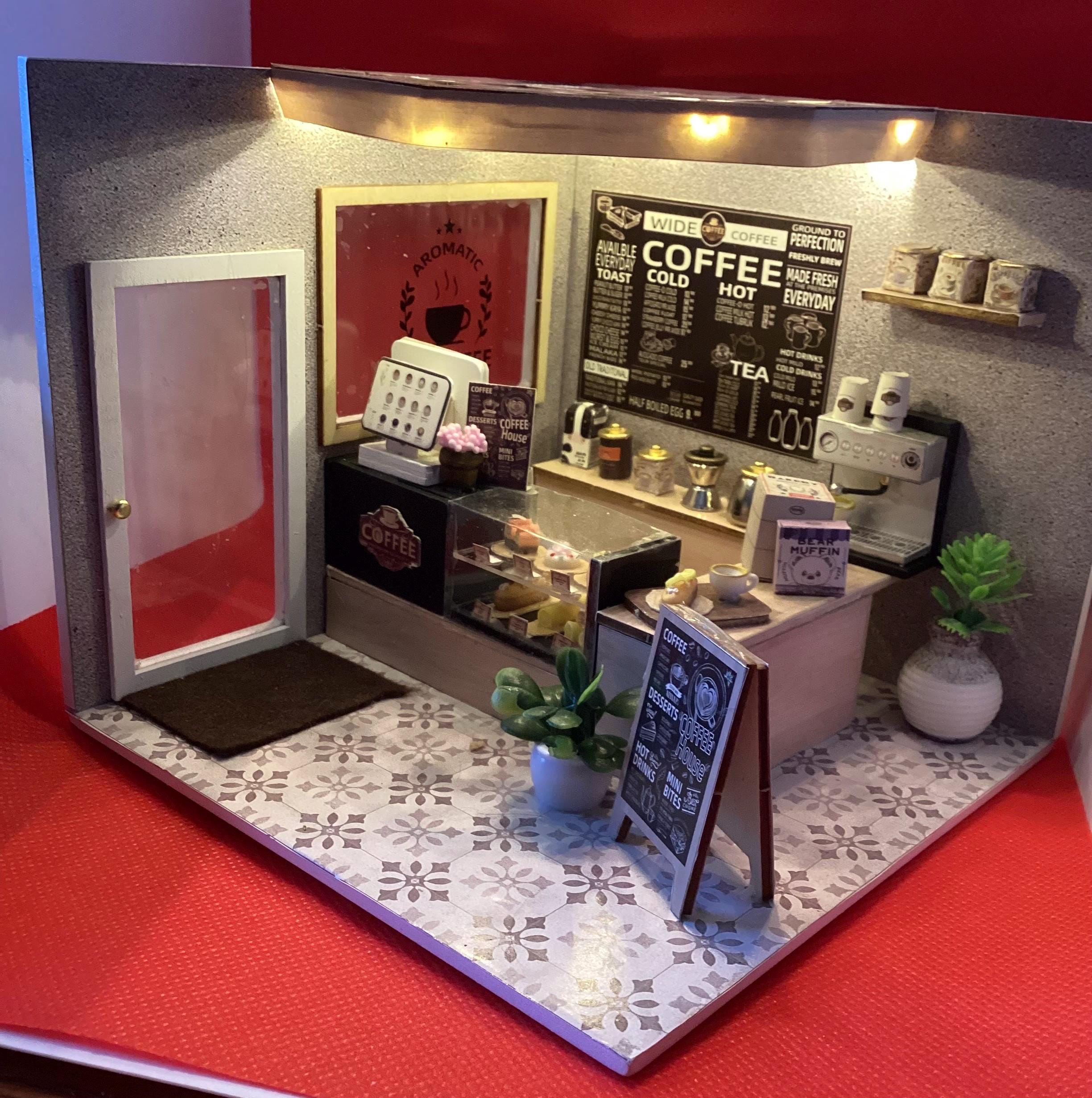 Miniature Coffee Shop Lighted and Completed - Etsy