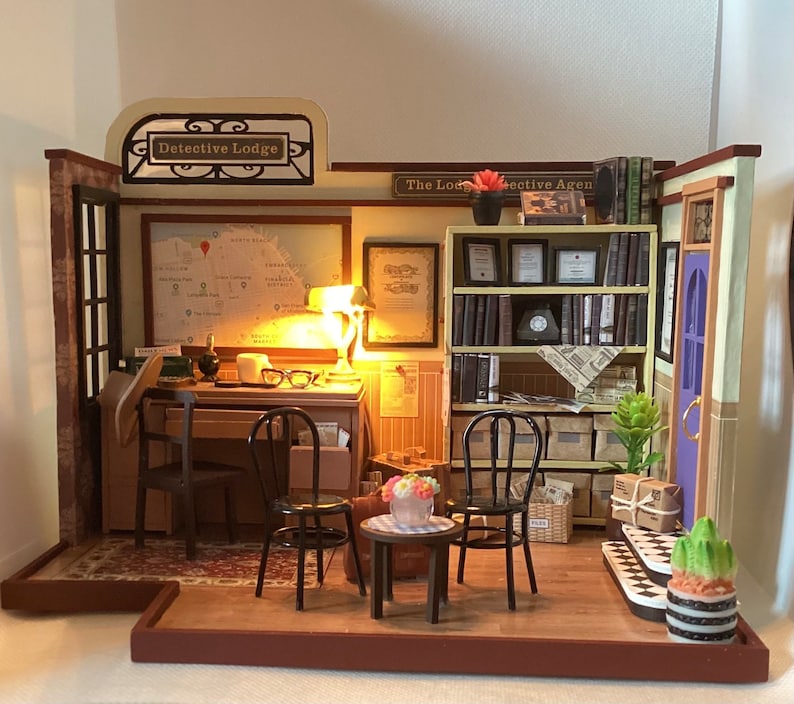 Detective Agency Completed Diorama Dollhouse Room Lighted - Etsy
