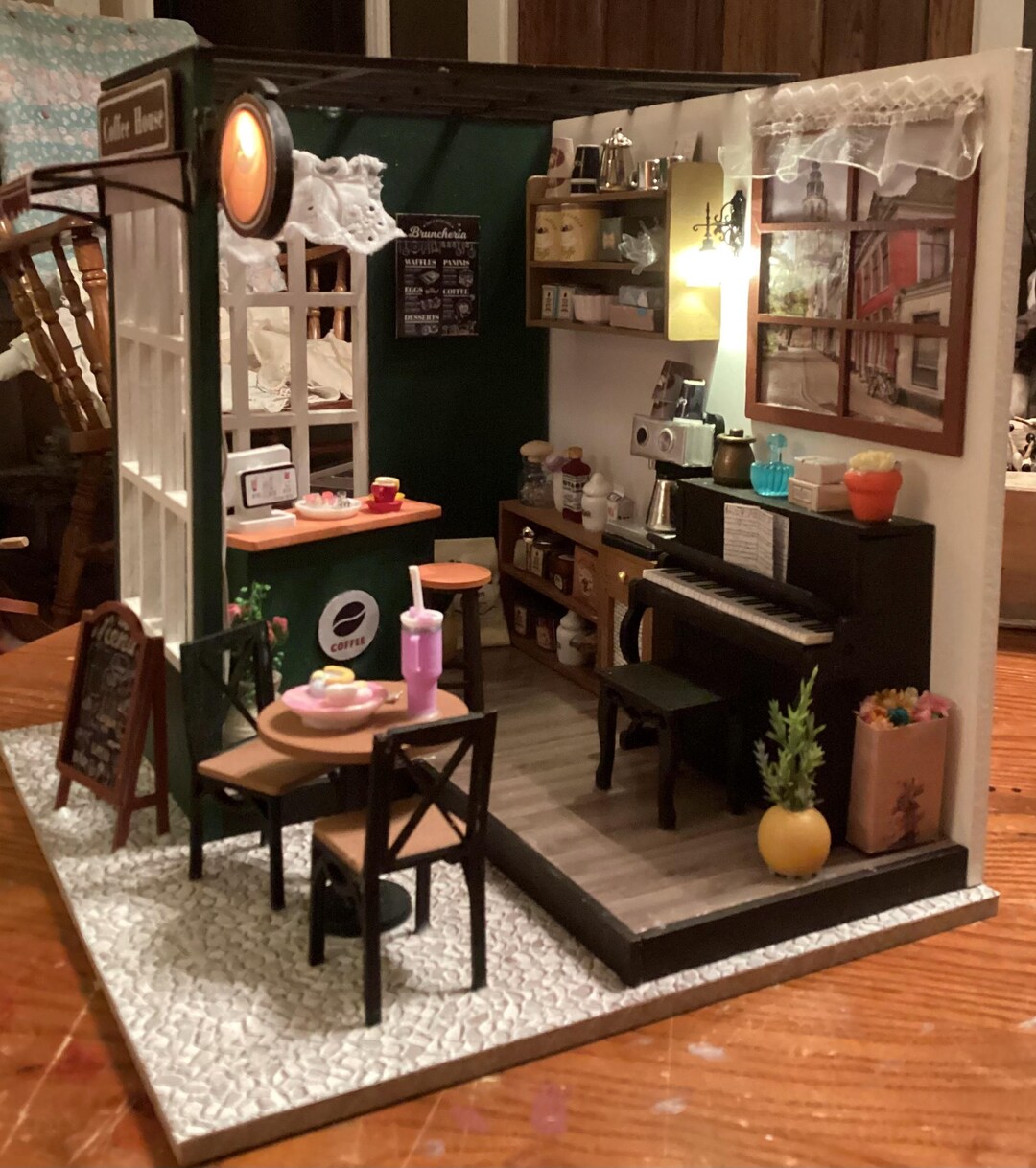 Miniature Coffee Shop Completed and Lighted Diorama - Etsy