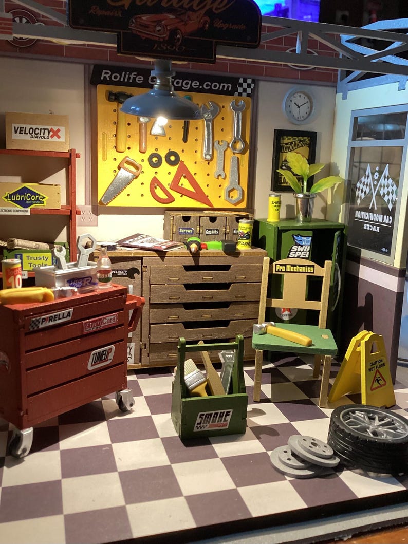 Completed Miniature Auto Repair Shop Garage Lighted OOAK - Etsy
