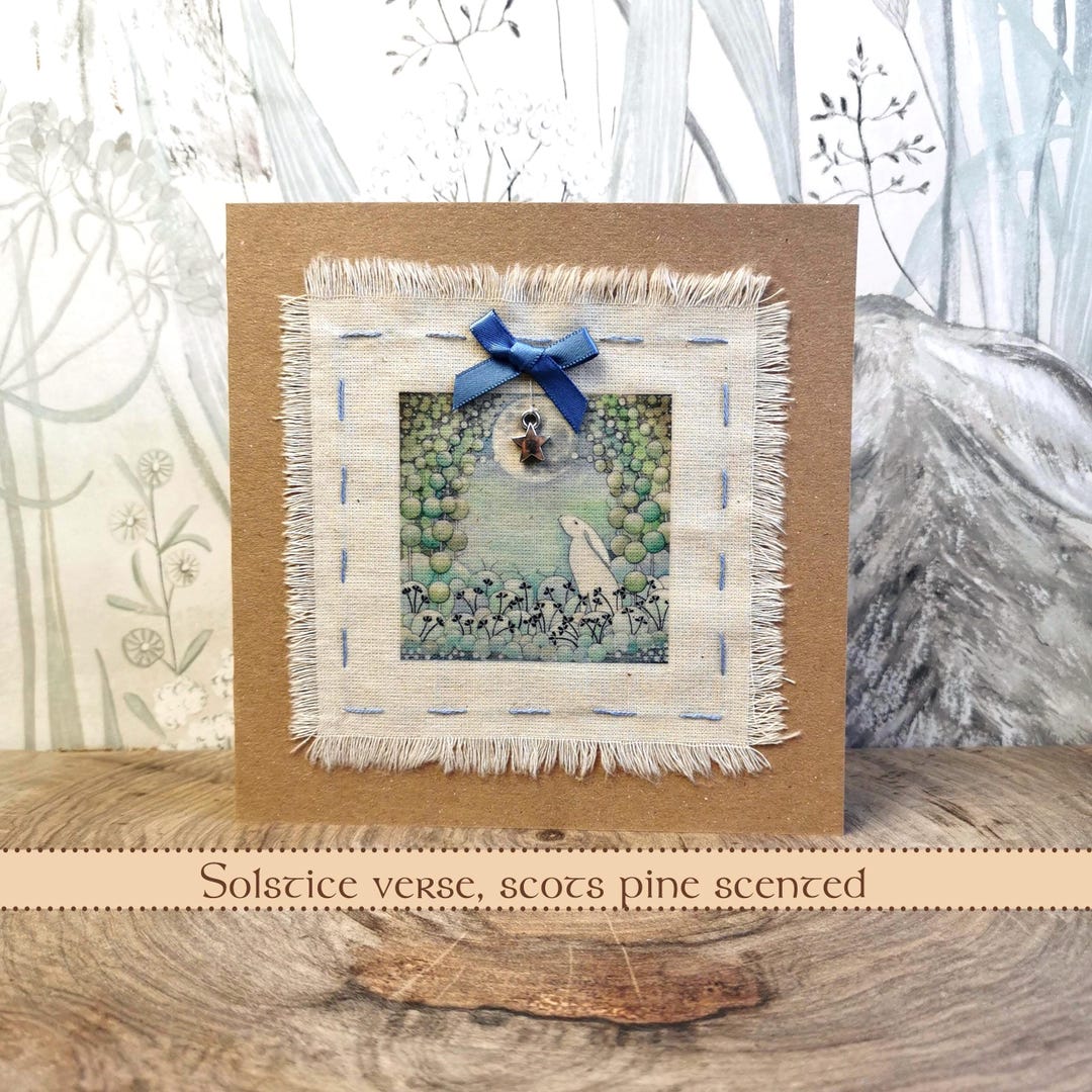 Solstice Moon Gazing Hare Winter Wonderland Scented Card - Etsy UK
