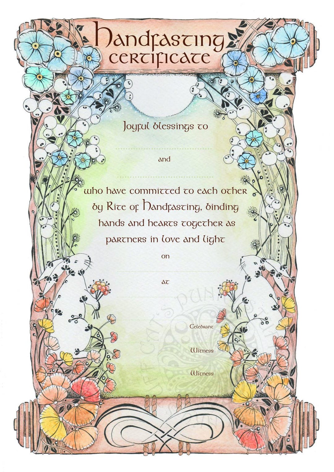 Handfasting Certificate Handmade Pagan Wedding Certificate - Etsy
