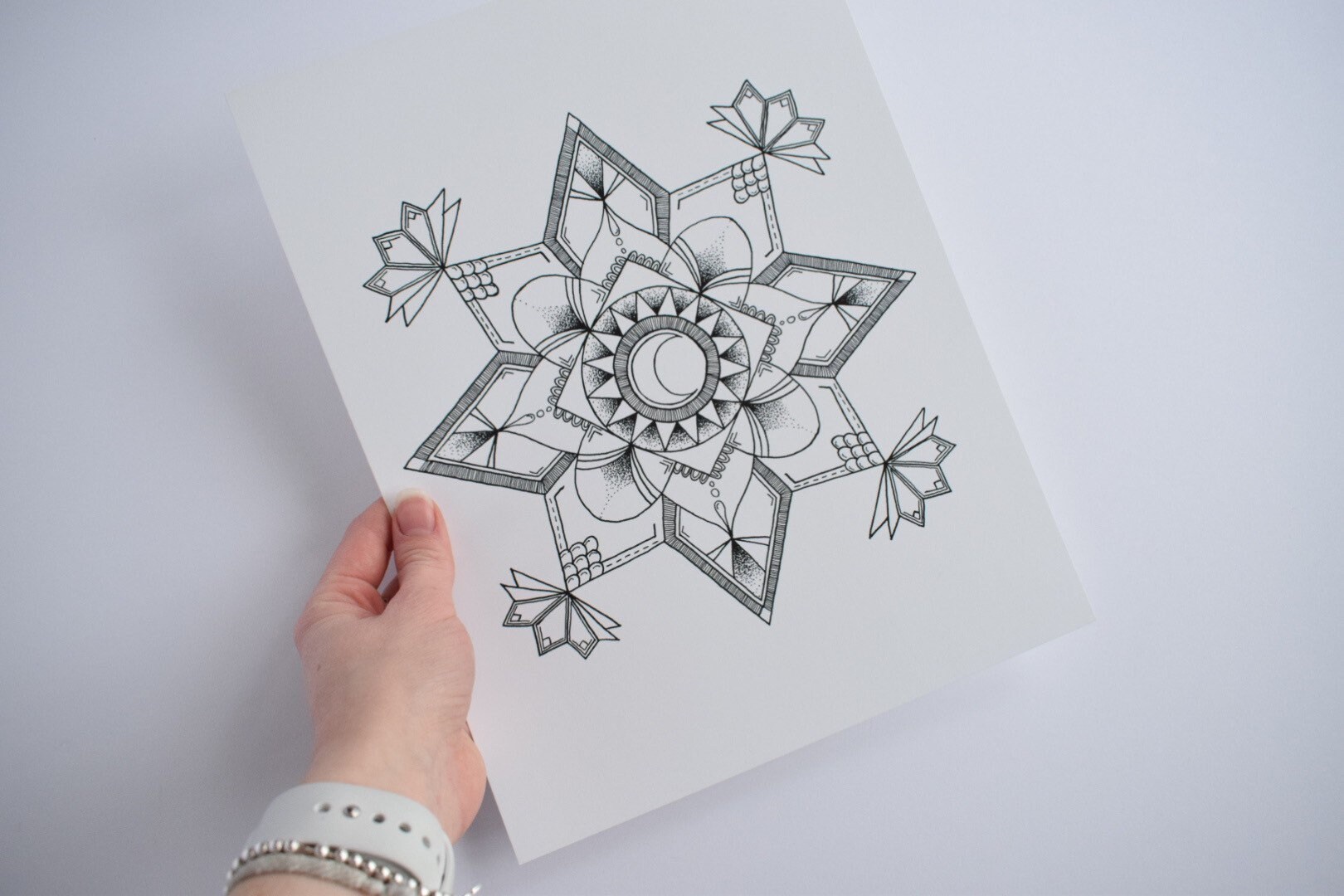 Octagram Mandala Black & White Print Fine-art Digital Print - Etsy UK