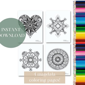 Adult Mandala Coloring Pages Instant Digital Download, Set of 4 ...