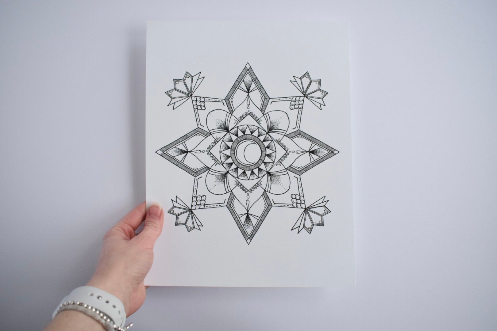 Octagram Mandala Black & White Print Fine-art Digital Print - Etsy UK