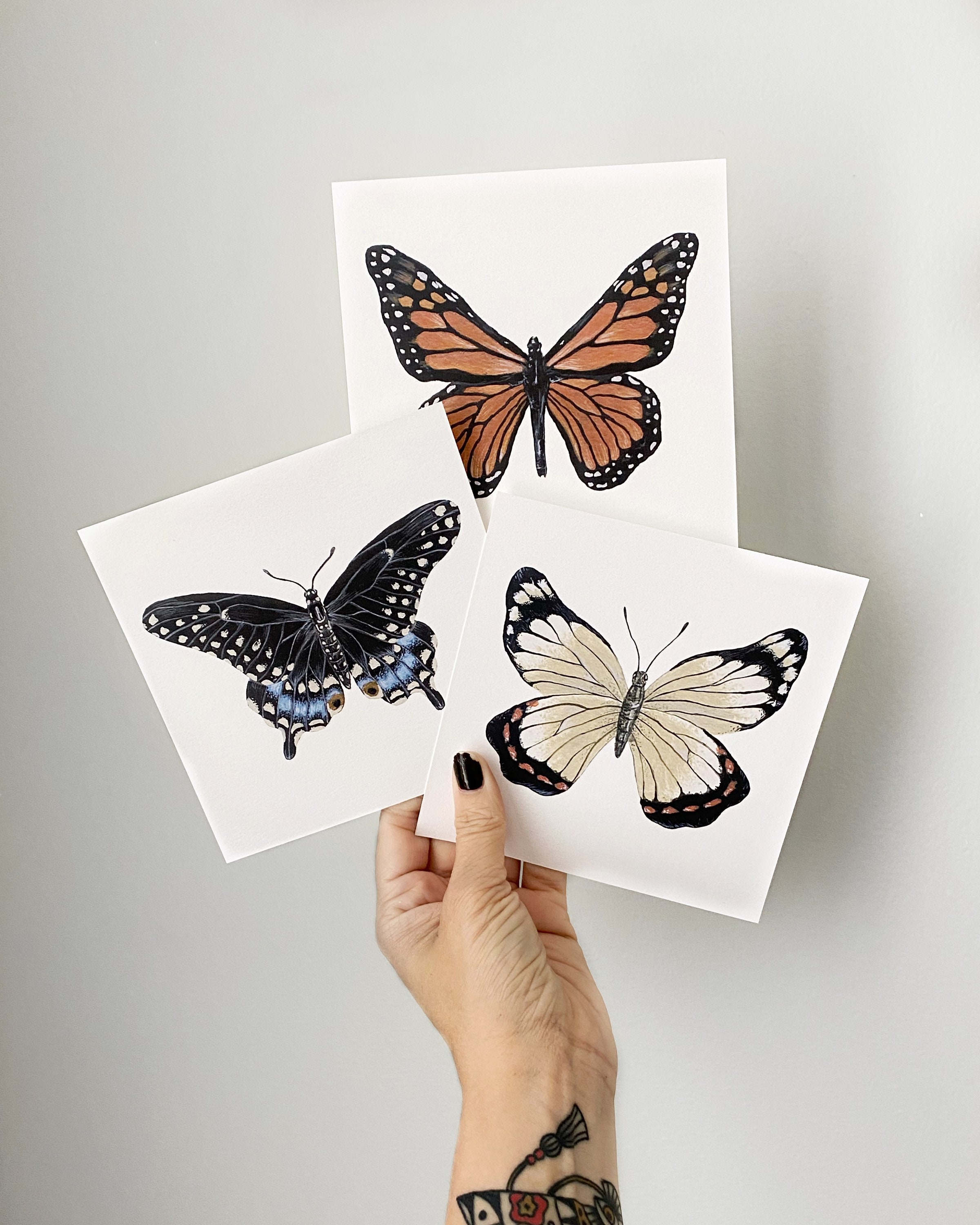 Butterflies - Set of 3 Prints | Butterfly Print Set | Colorful Wall Art ...