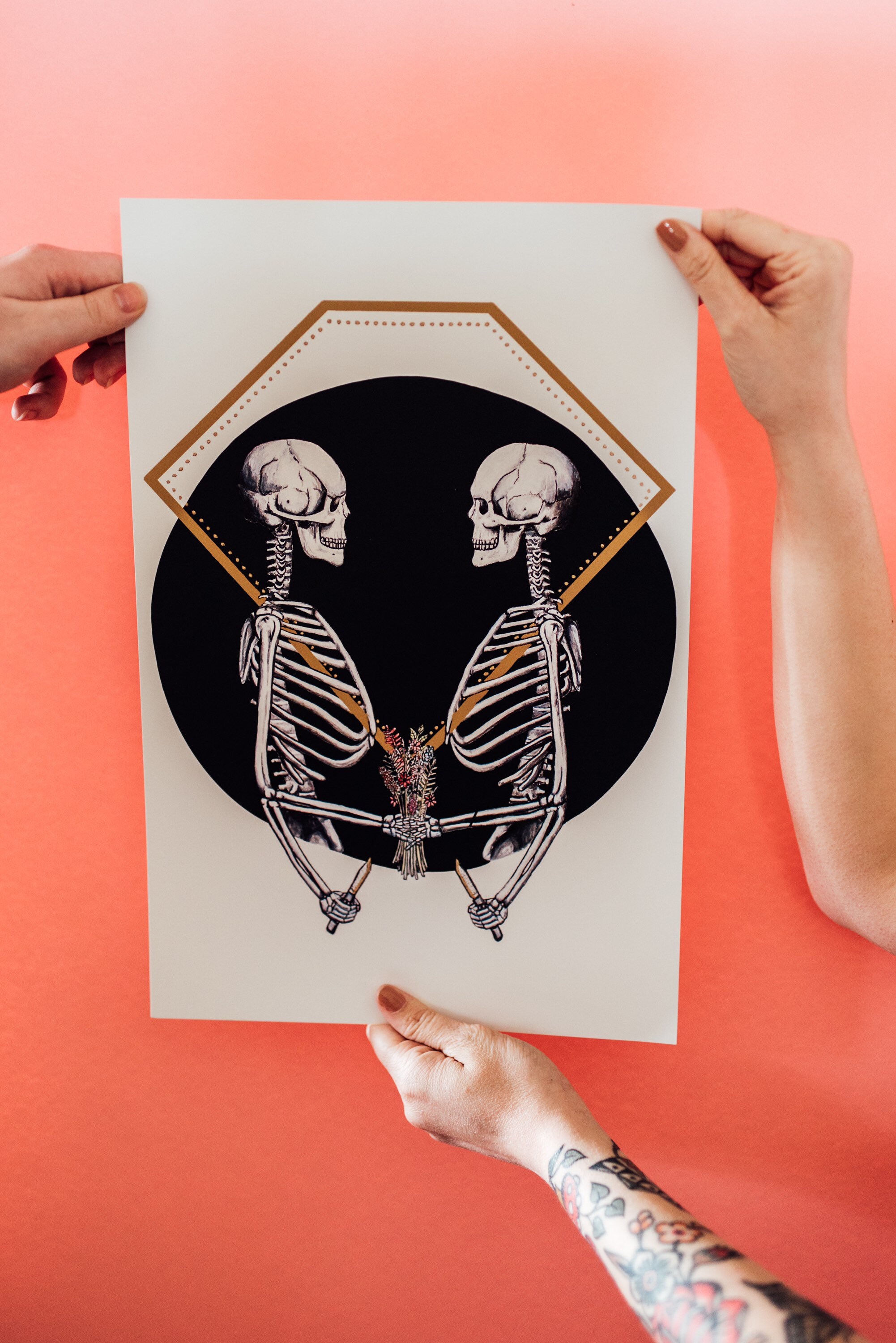 Skeletons Large Print skeleton art print | Etsy