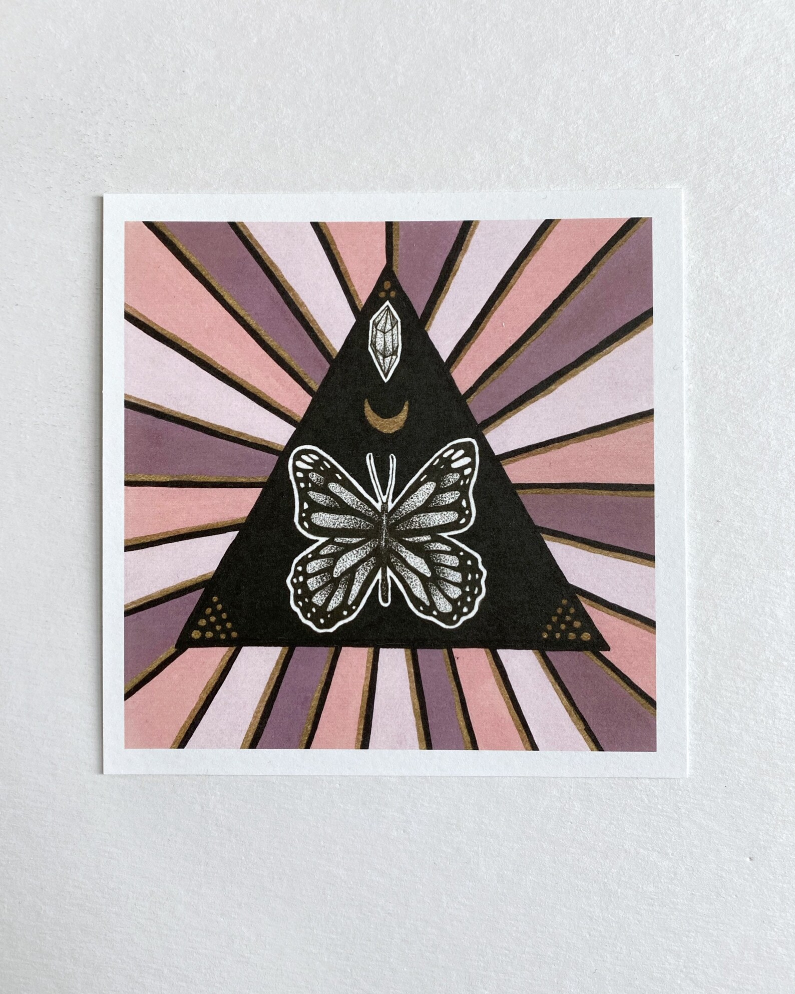 Pink Moon Butterfly Mini Print / Crescent Moon Artwork - Etsy