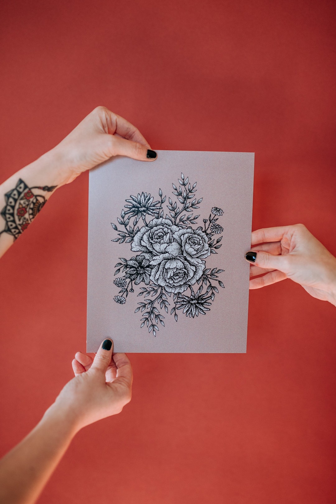 Flower Cluster Print | Flower Art Print | Roses Wall Art - Etsy