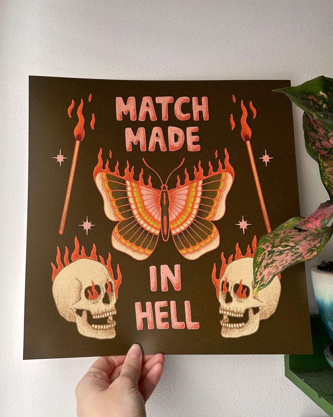 Match Made in Hell | Traditional Style Art | Funky Home Decor - Etsy