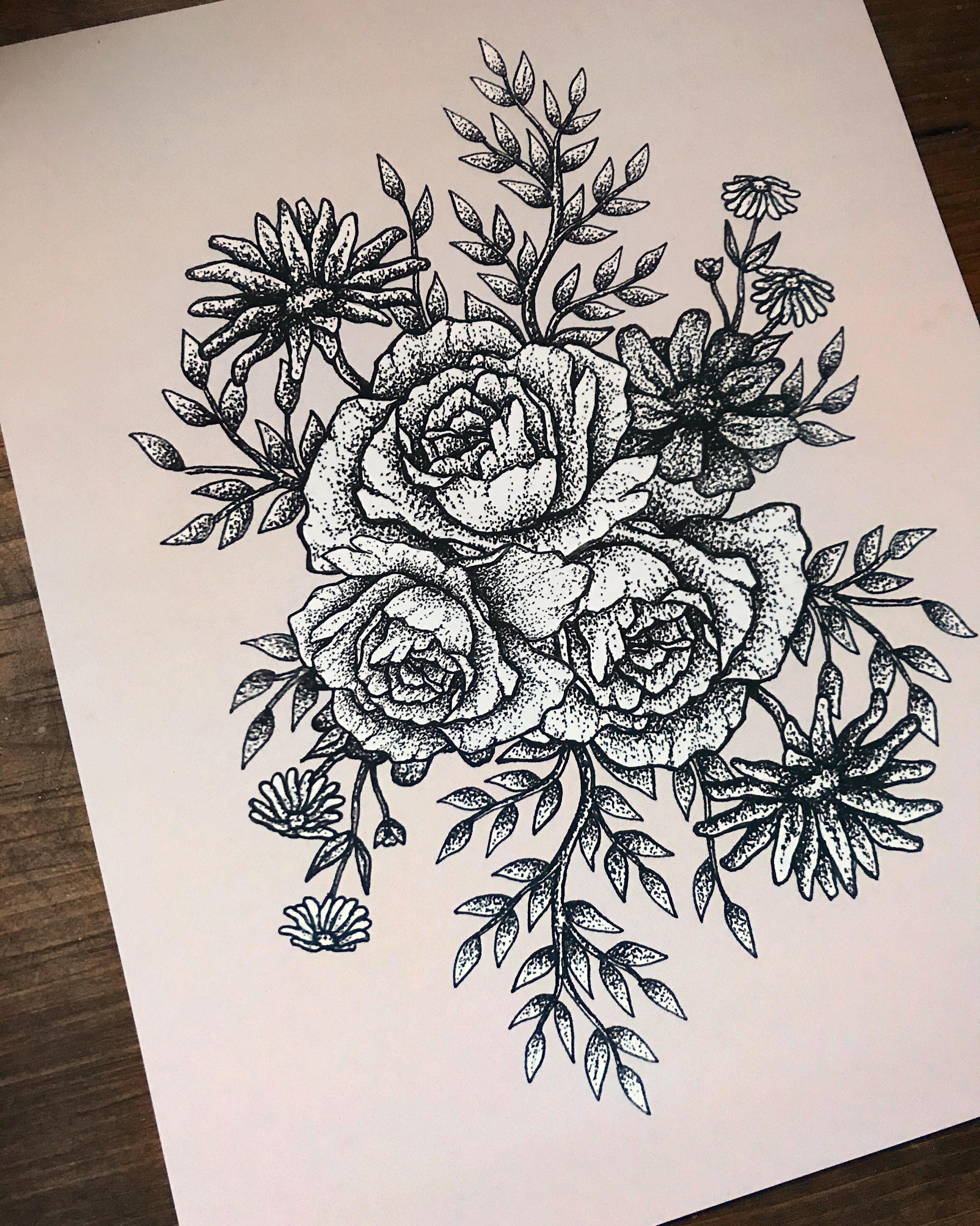 Flower Cluster Print Flower Art Print Roses Wall Art - Etsy